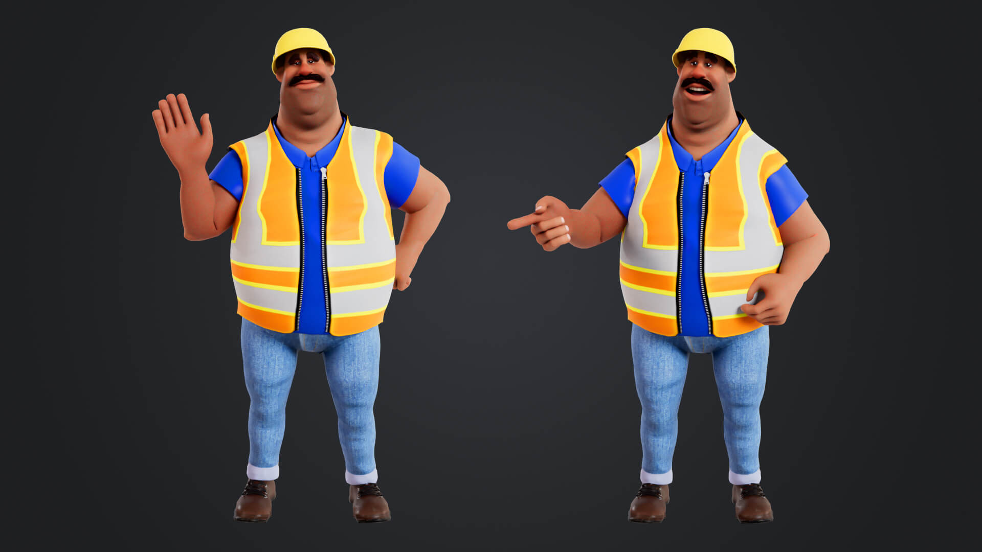 Cartoon Worker Rigged - 3D Model by xzh
