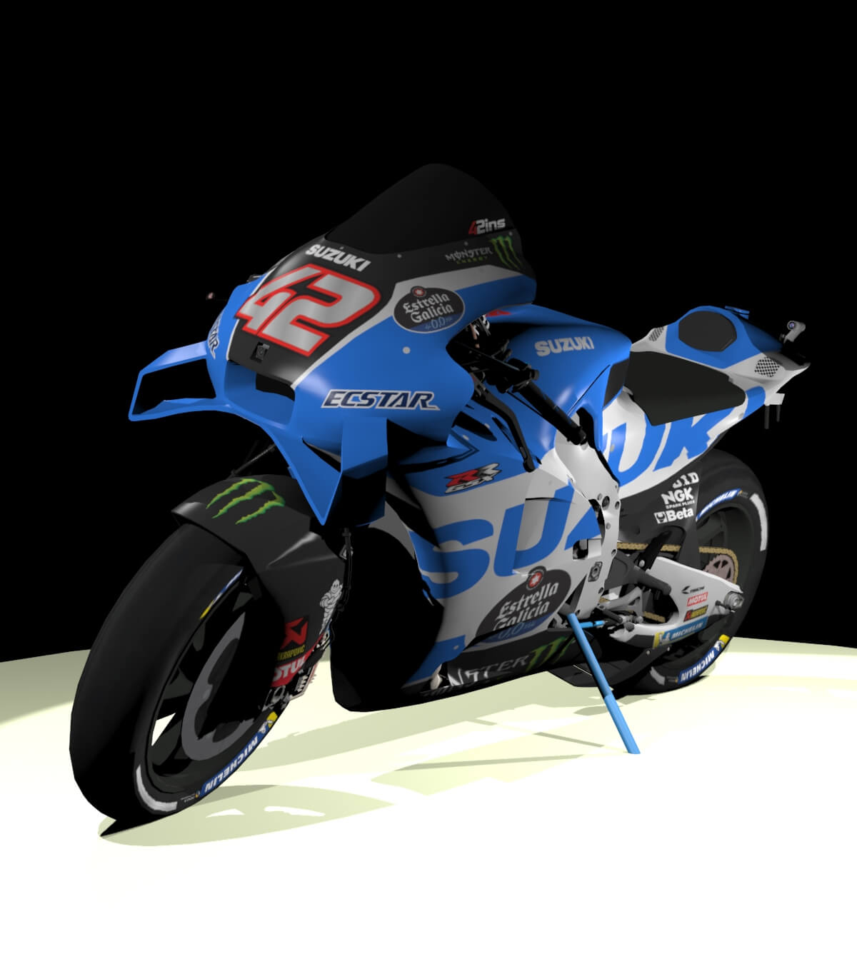 Suzuki MotoGP Alex Rins 3D Render, Digital Art by y4hoo