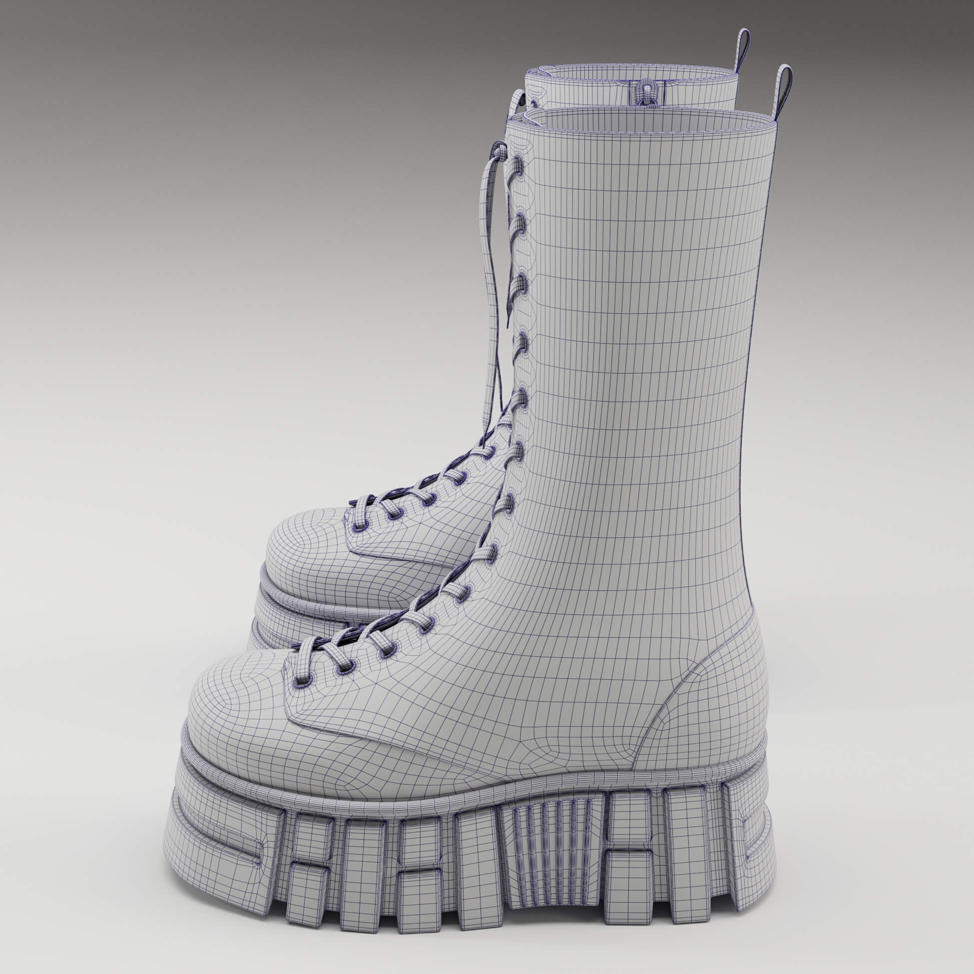 Asos Design Lace Up Glossy Boots on High Platform - 3D Model by YanaDesVal