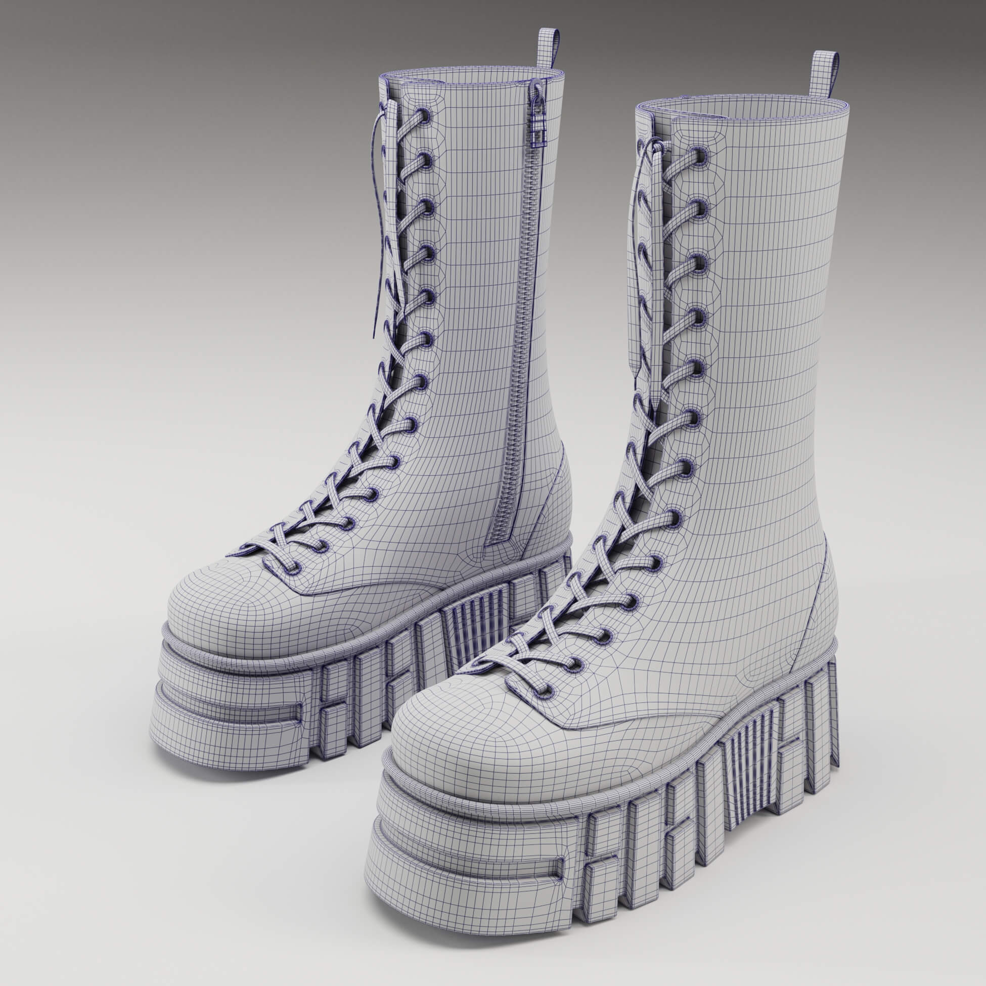 Asos Design Lace Up Glossy Boots on High Platform - 3D Model by YanaDesVal