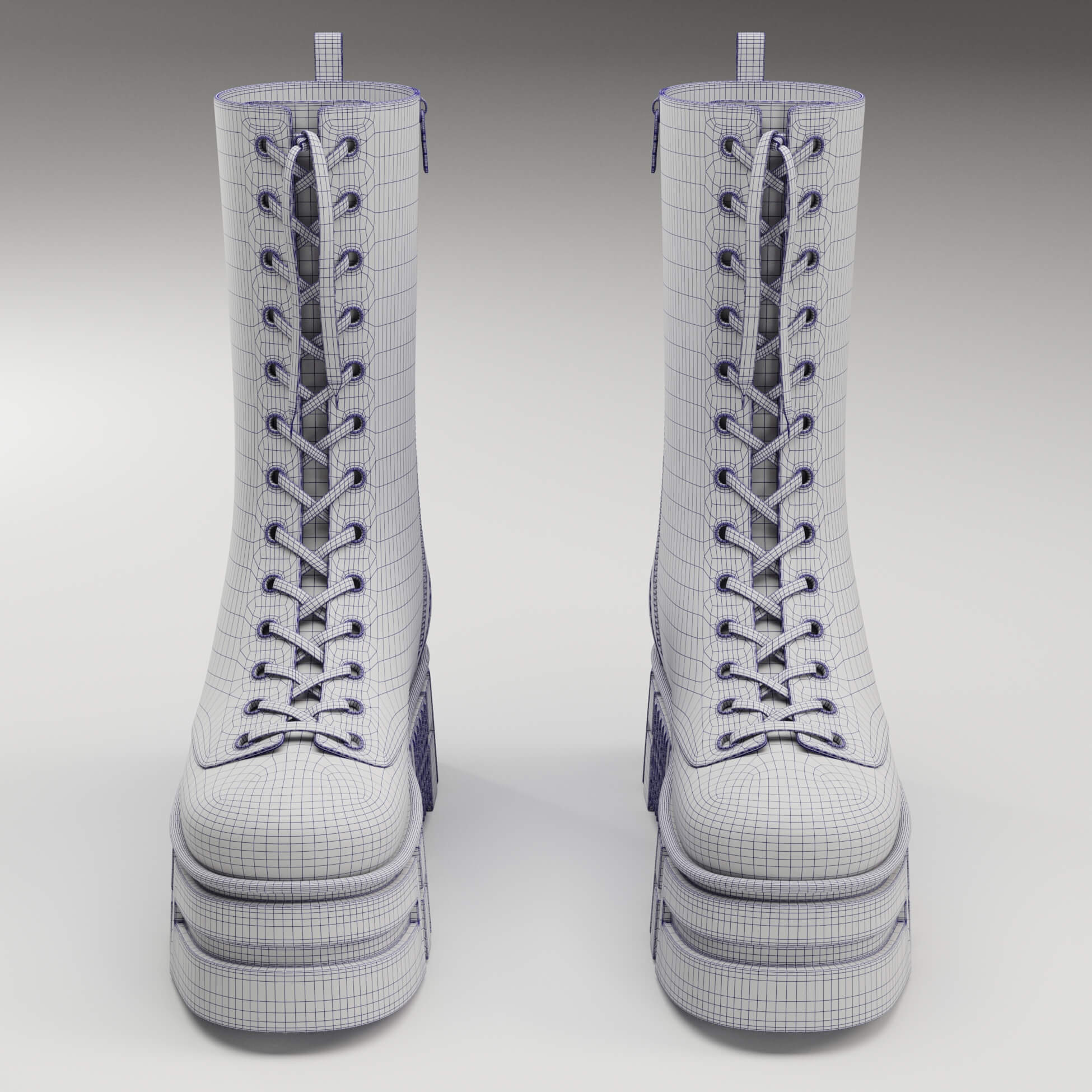 Asos Design Lace Up Glossy Boots on High Platform - 3D Model by YanaDesVal