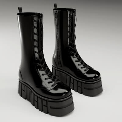 Asos Design Lace Up Glossy Boots on High Platform - 3D Model by YanaDesVal