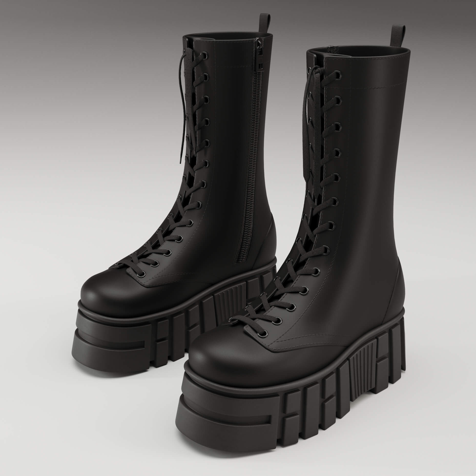 Battle Boots on High Platform Collection - 3D Model by YanaDesVal