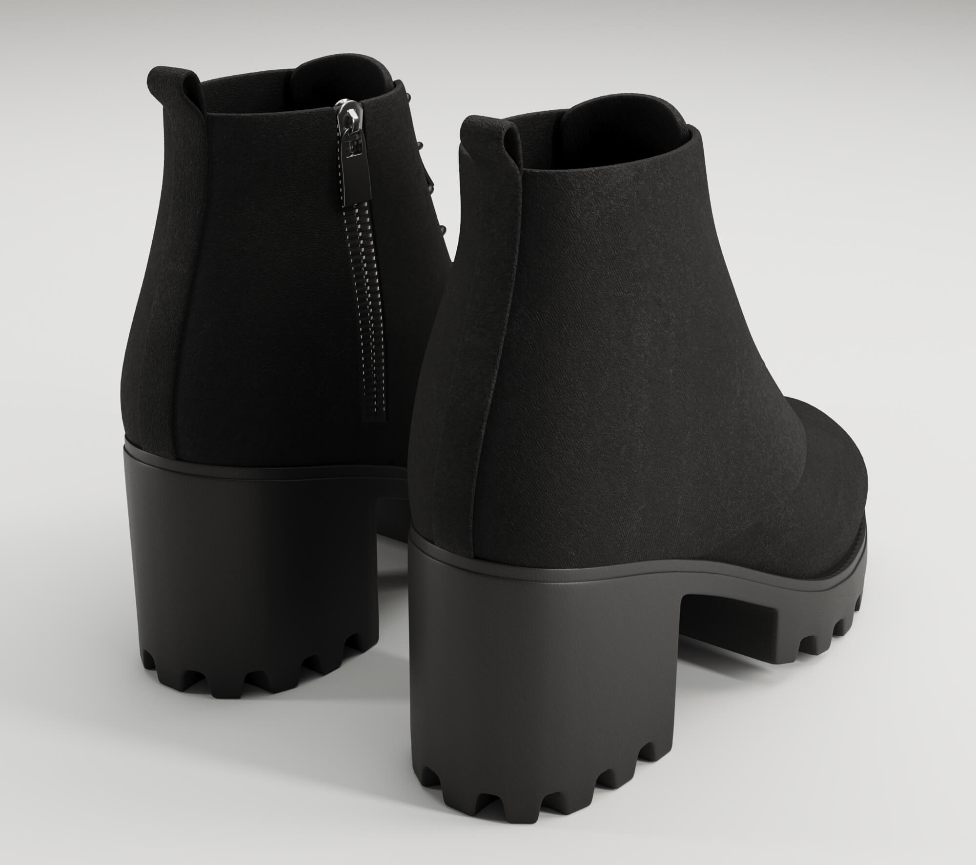 Chunky Canvas Lace-Up Leather and Suede Combat Boots 3D Model by YanaDesVal