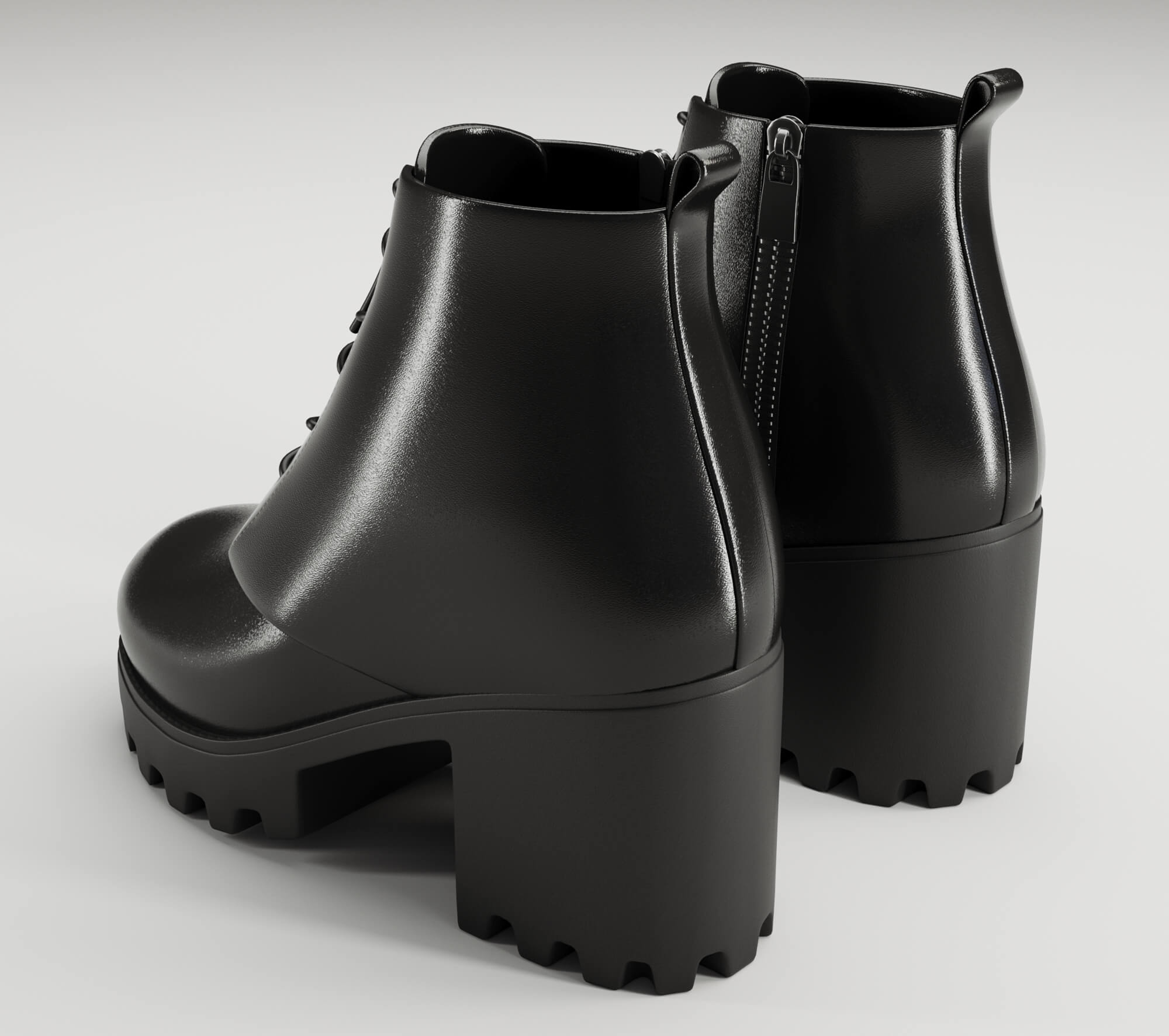 Chunky Canvas Lace-Up Leather and Suede Combat Boots 3D Model by YanaDesVal