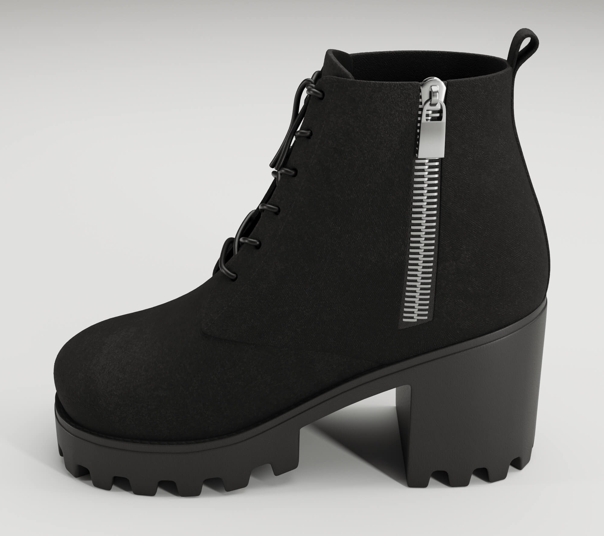 Chunky Canvas Lace-Up Leather and Suede Combat Boots 3D Model by YanaDesVal