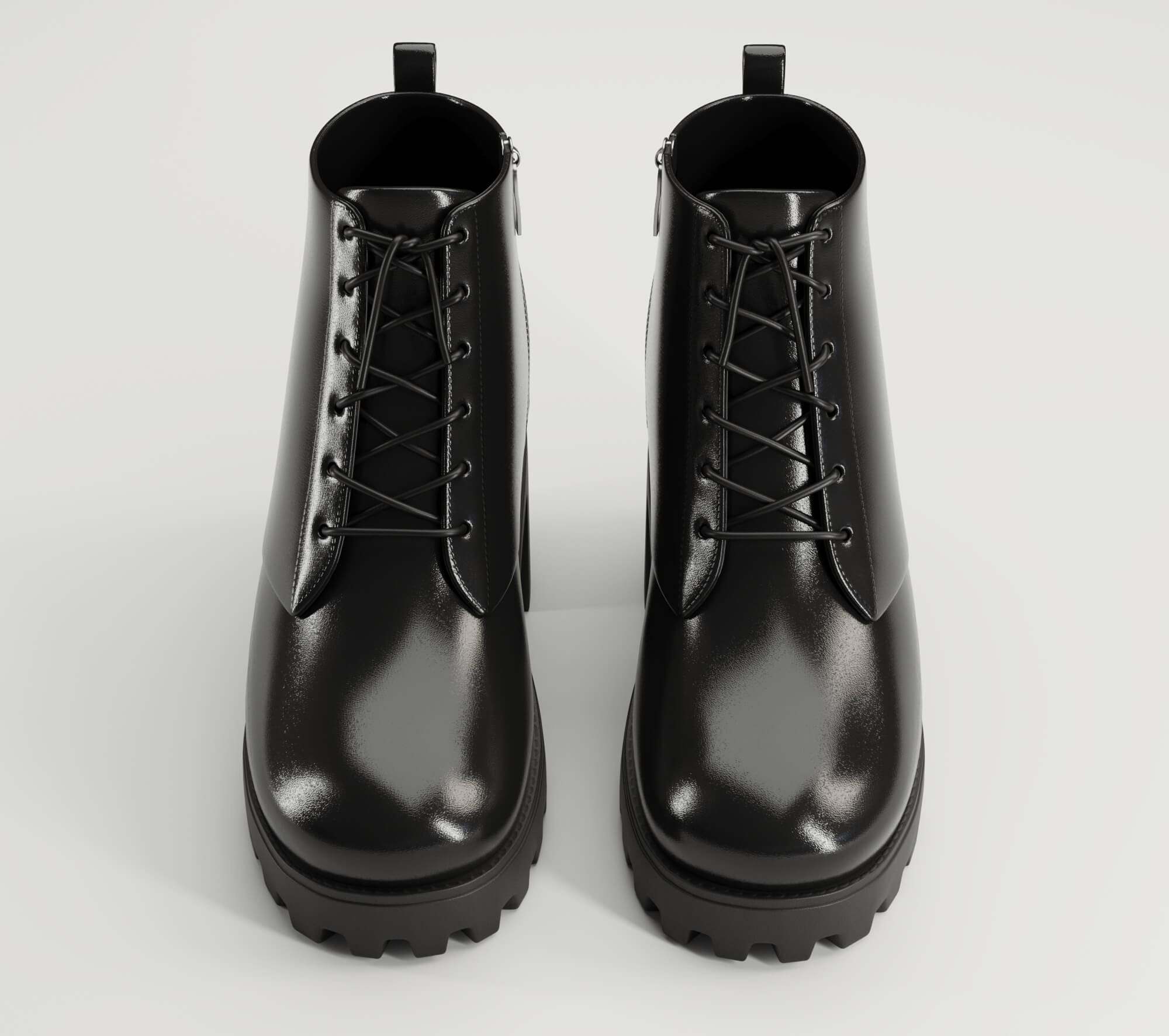 Chunky Canvas Lace-Up Leather and Suede Combat Boots 3D Model by YanaDesVal