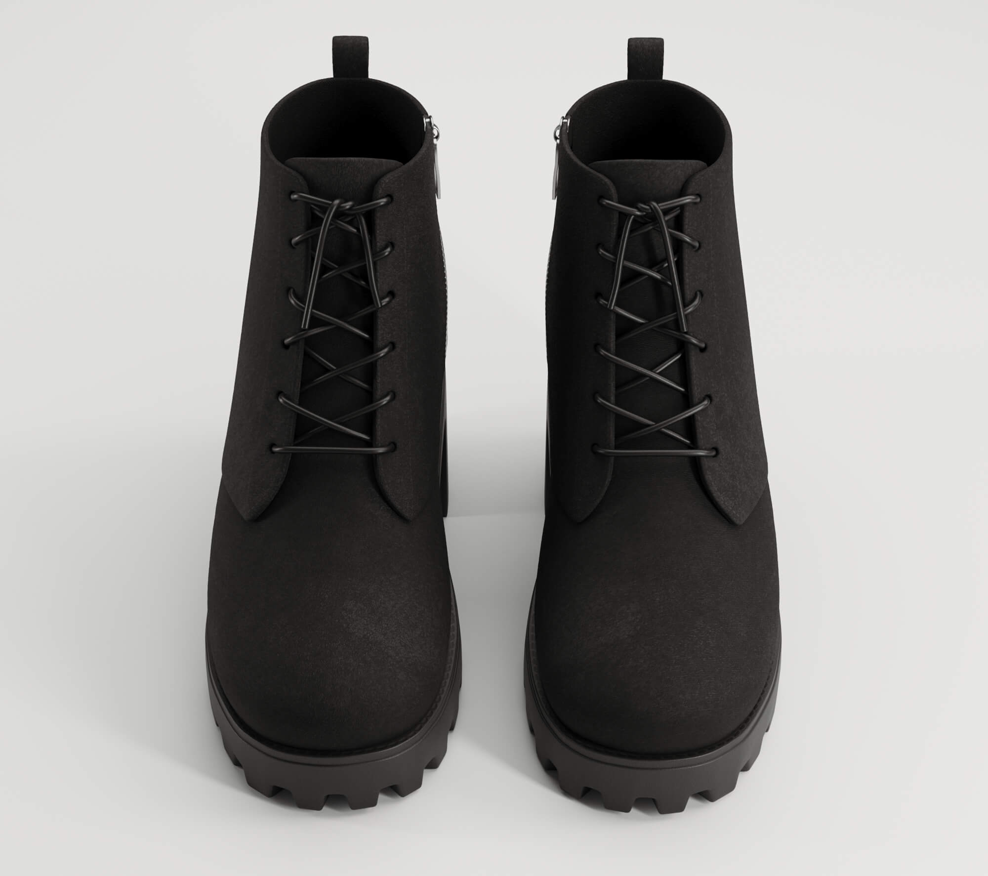 Chunky Canvas Lace-Up Leather and Suede Combat Boots 3D Model by YanaDesVal