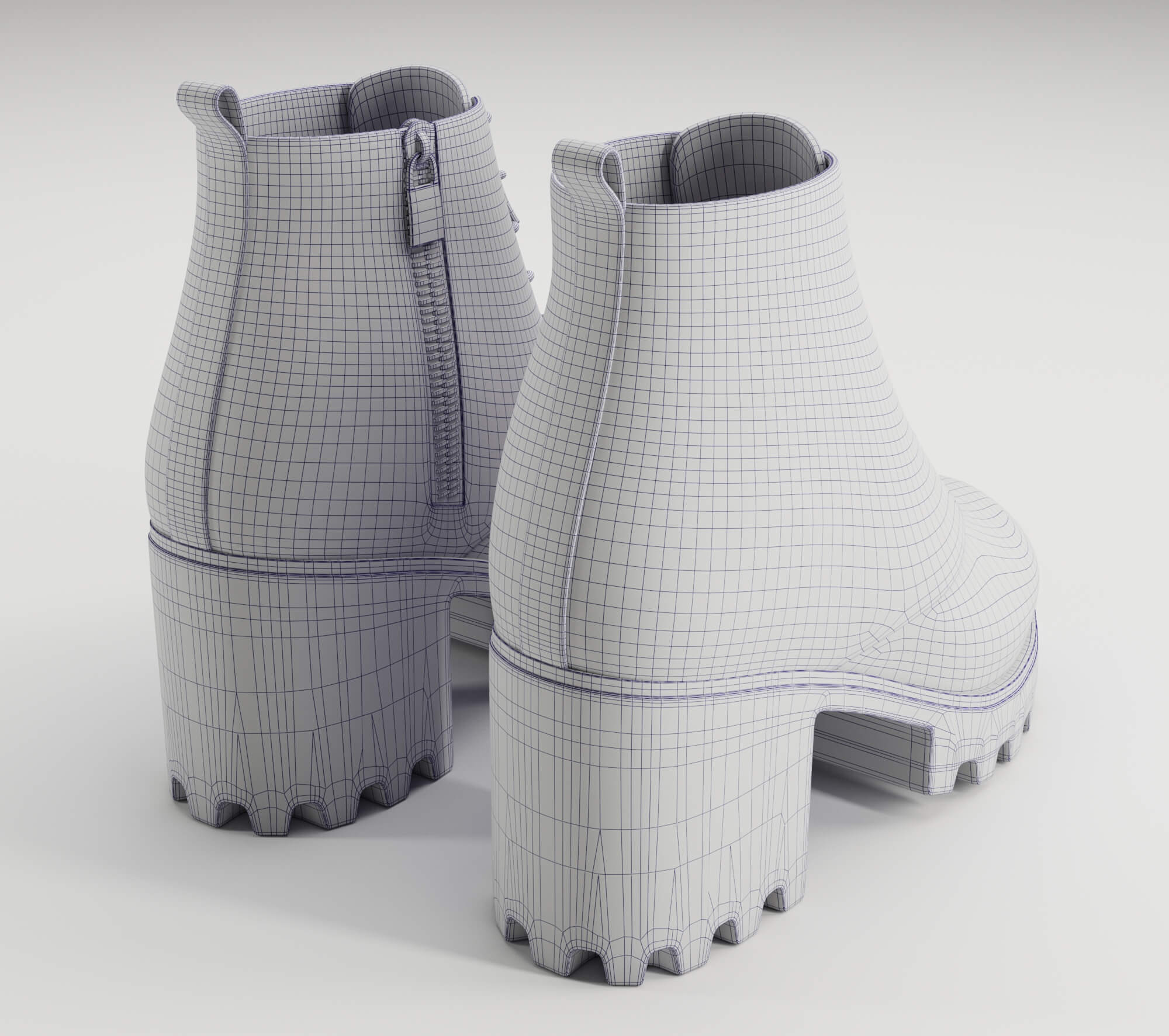 Chunky Canvas Lace-Up Leather and Suede Combat Boots 3D Model by YanaDesVal