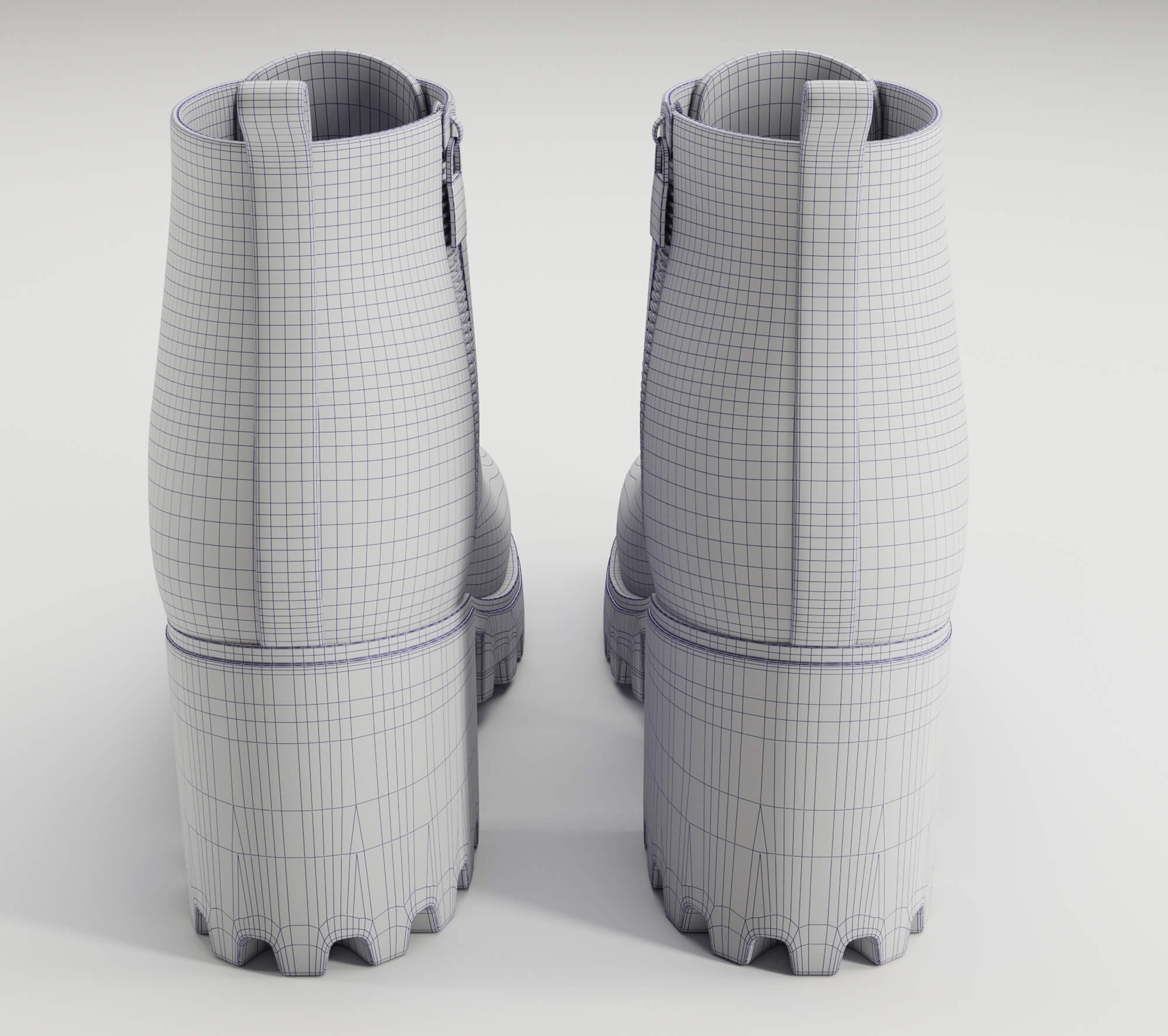 Chunky Canvas Lace-Up Leather and Suede Combat Boots 3D Model by YanaDesVal