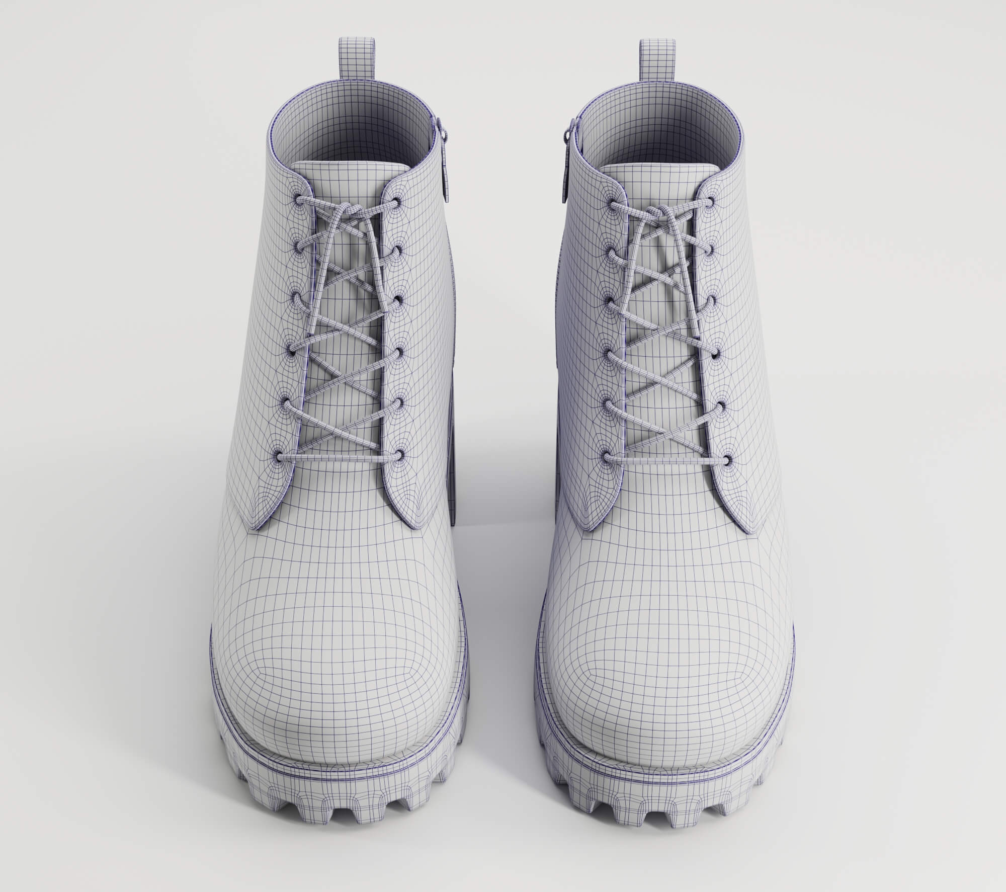 Chunky Canvas Lace-Up Leather and Suede Combat Boots 3D Model by YanaDesVal