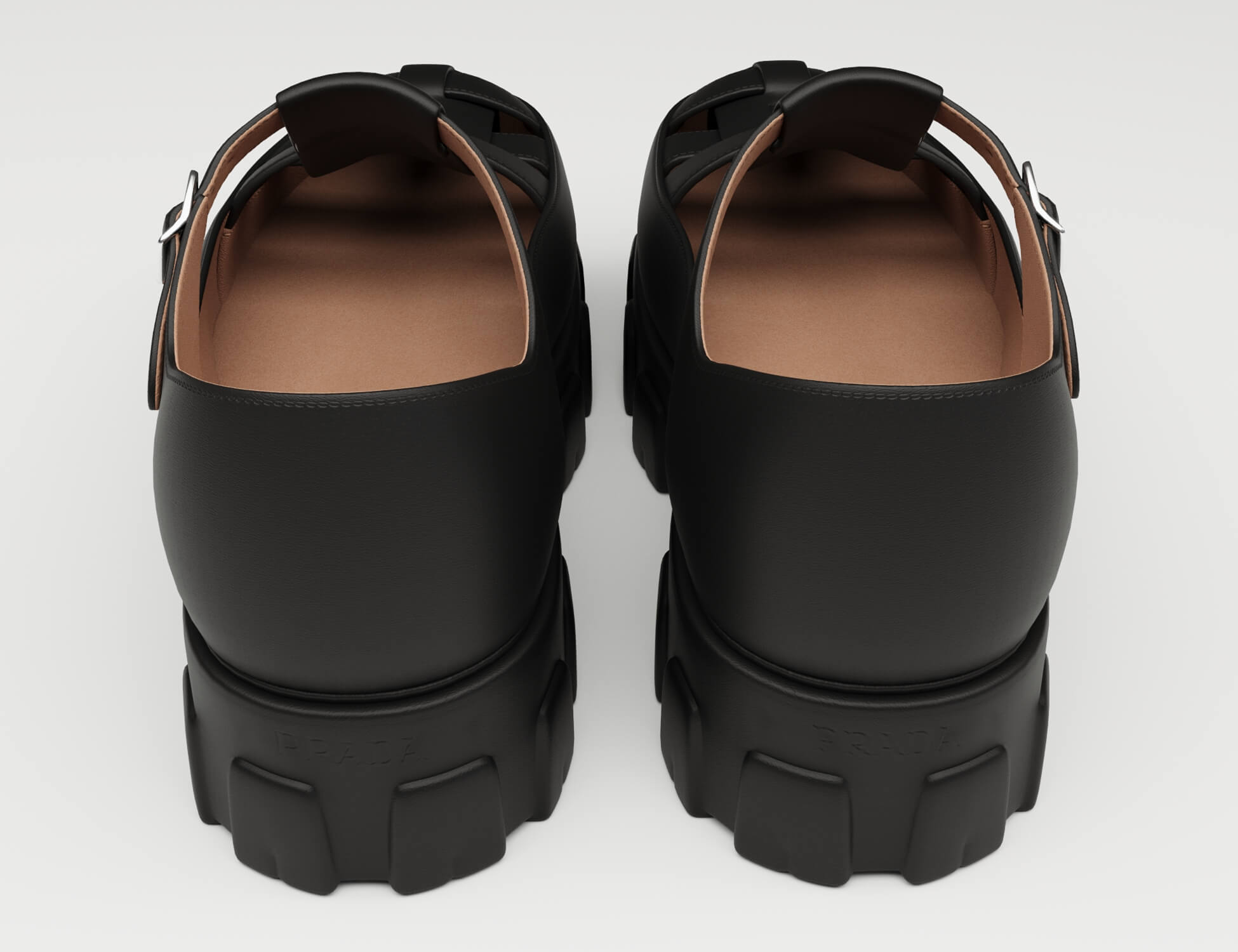 Chunky Sandals Prada Black - 3D Model by YanaDesVal