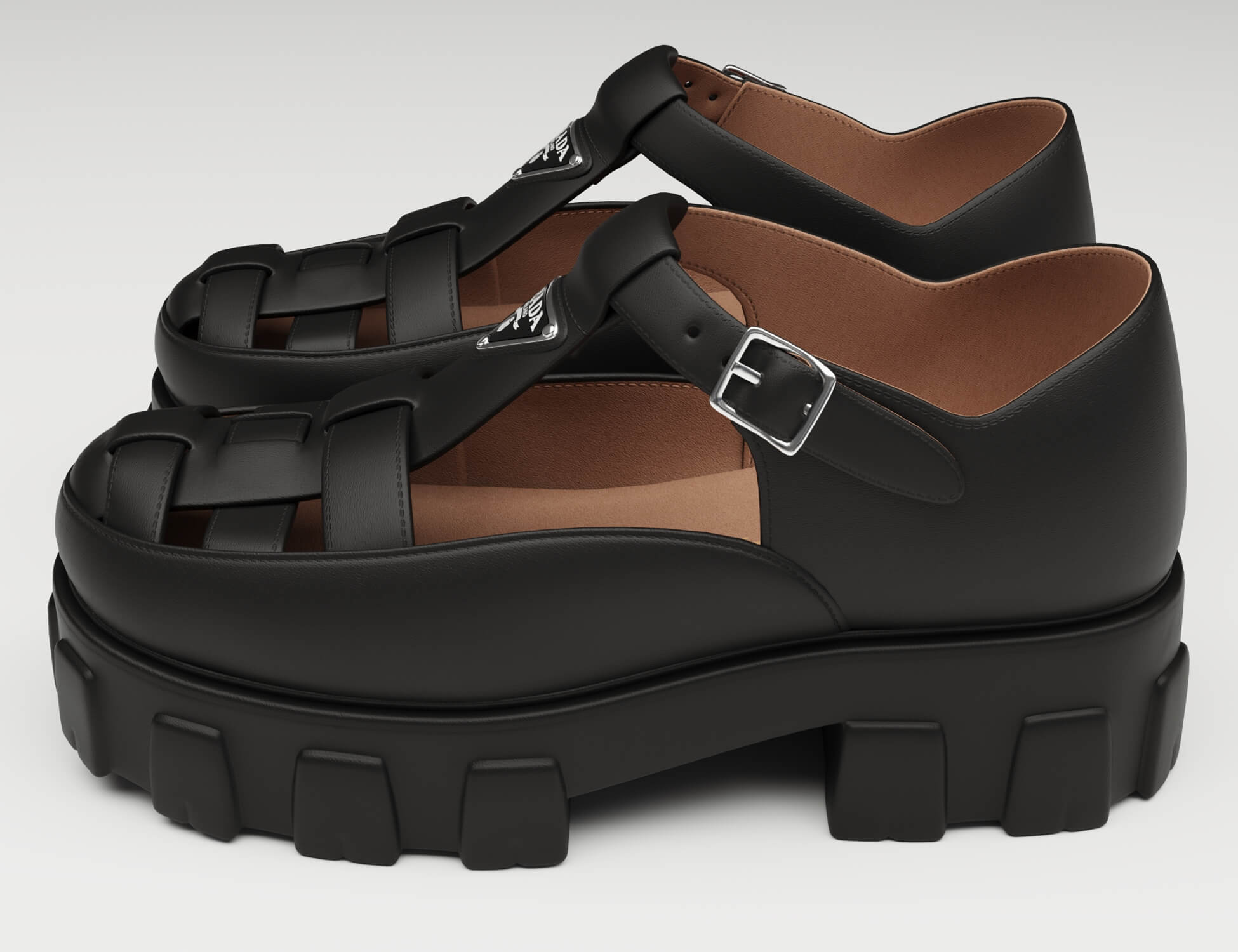 Chunky Sandals Prada Black - 3D Model by YanaDesVal