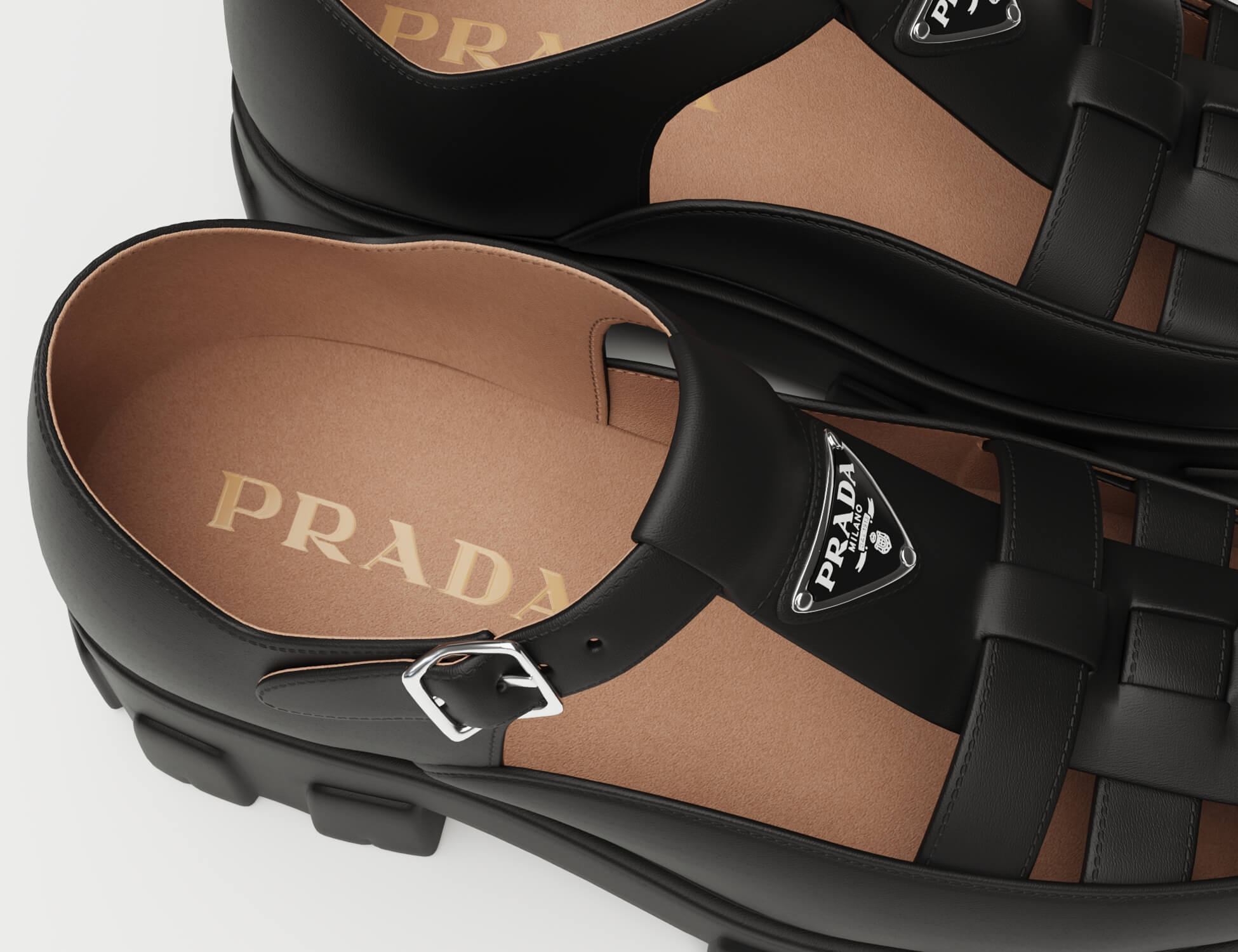 Chunky Sandals Prada Black - 3D Model by YanaDesVal