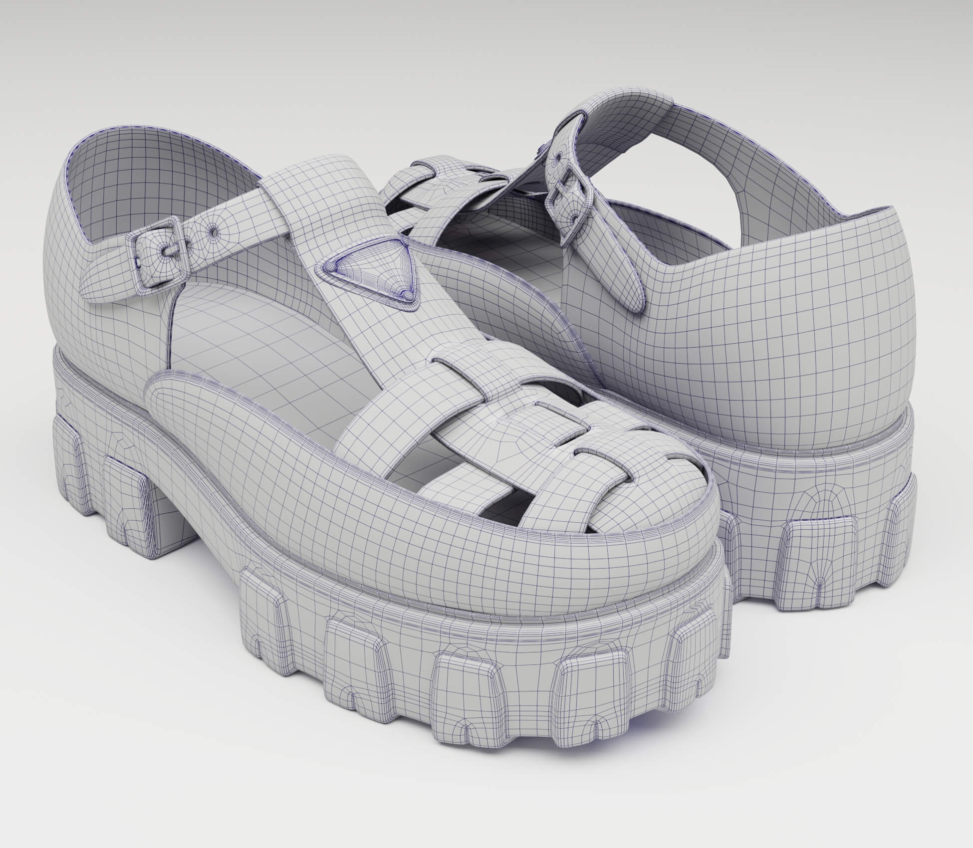 Chunky Sandals Prada Black - 3D Model by YanaDesVal