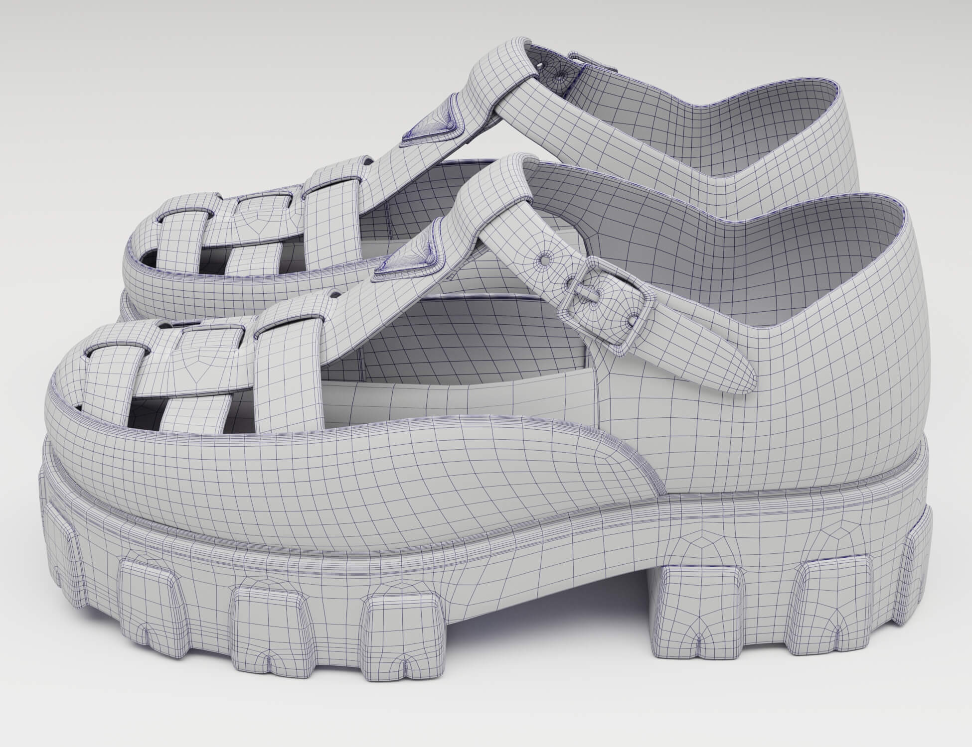 Chunky Sandals Prada Black - 3D Model by YanaDesVal