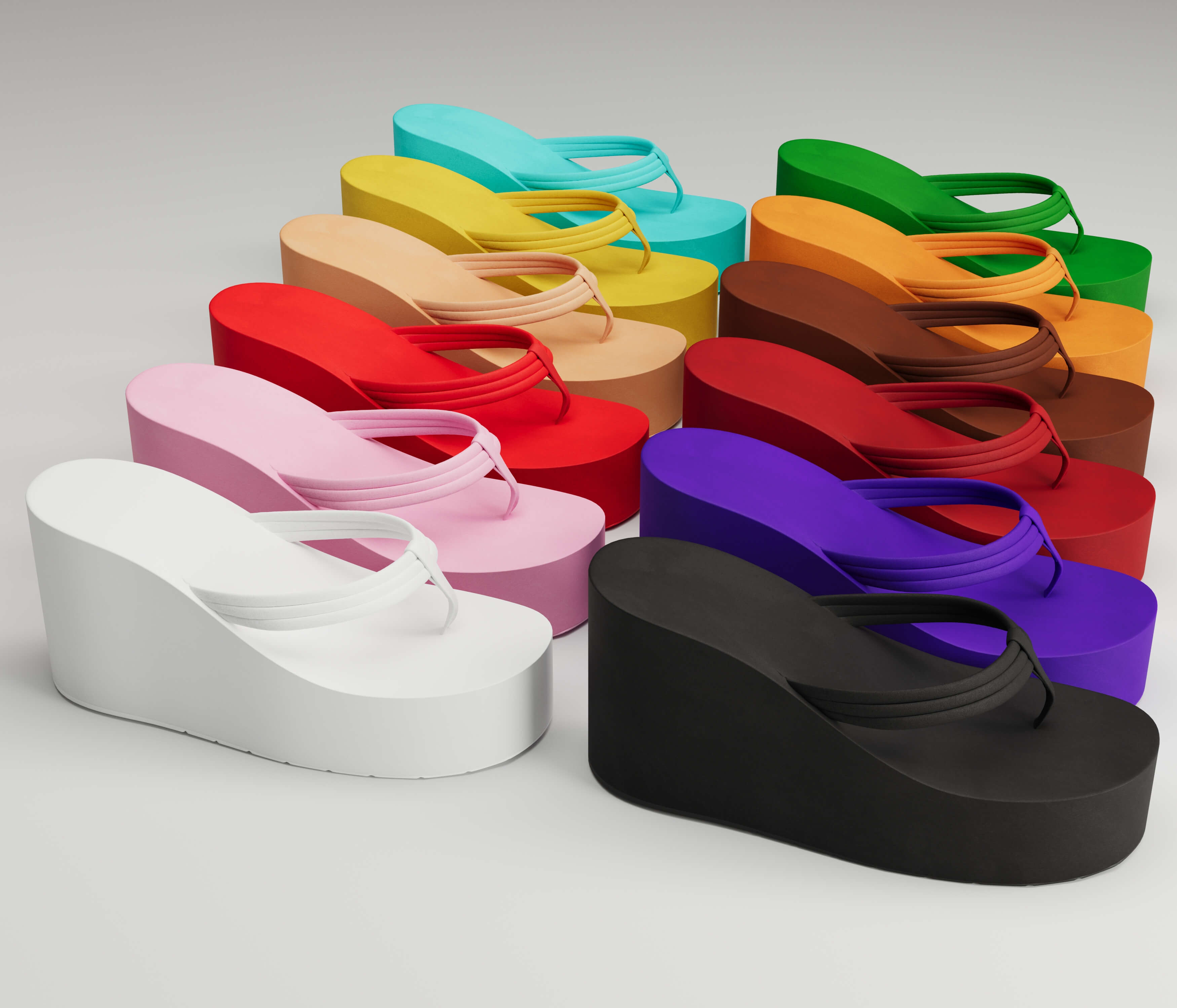 Collection of Thong High Plaform Sandals - 3D Model by YanaDesVal