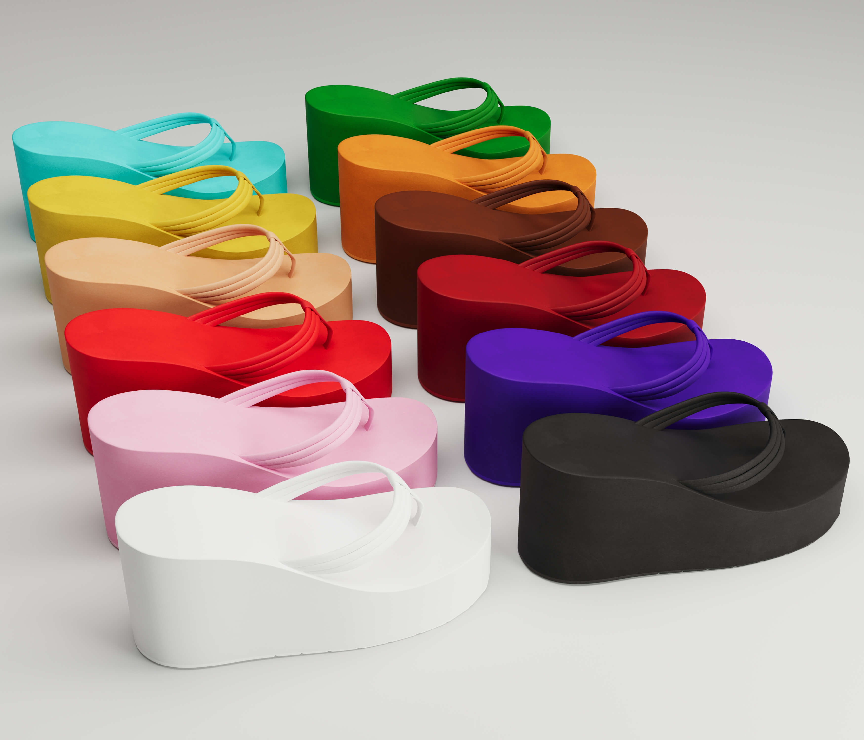 Collection of Thong High Plaform Sandals - 3D Model by YanaDesVal