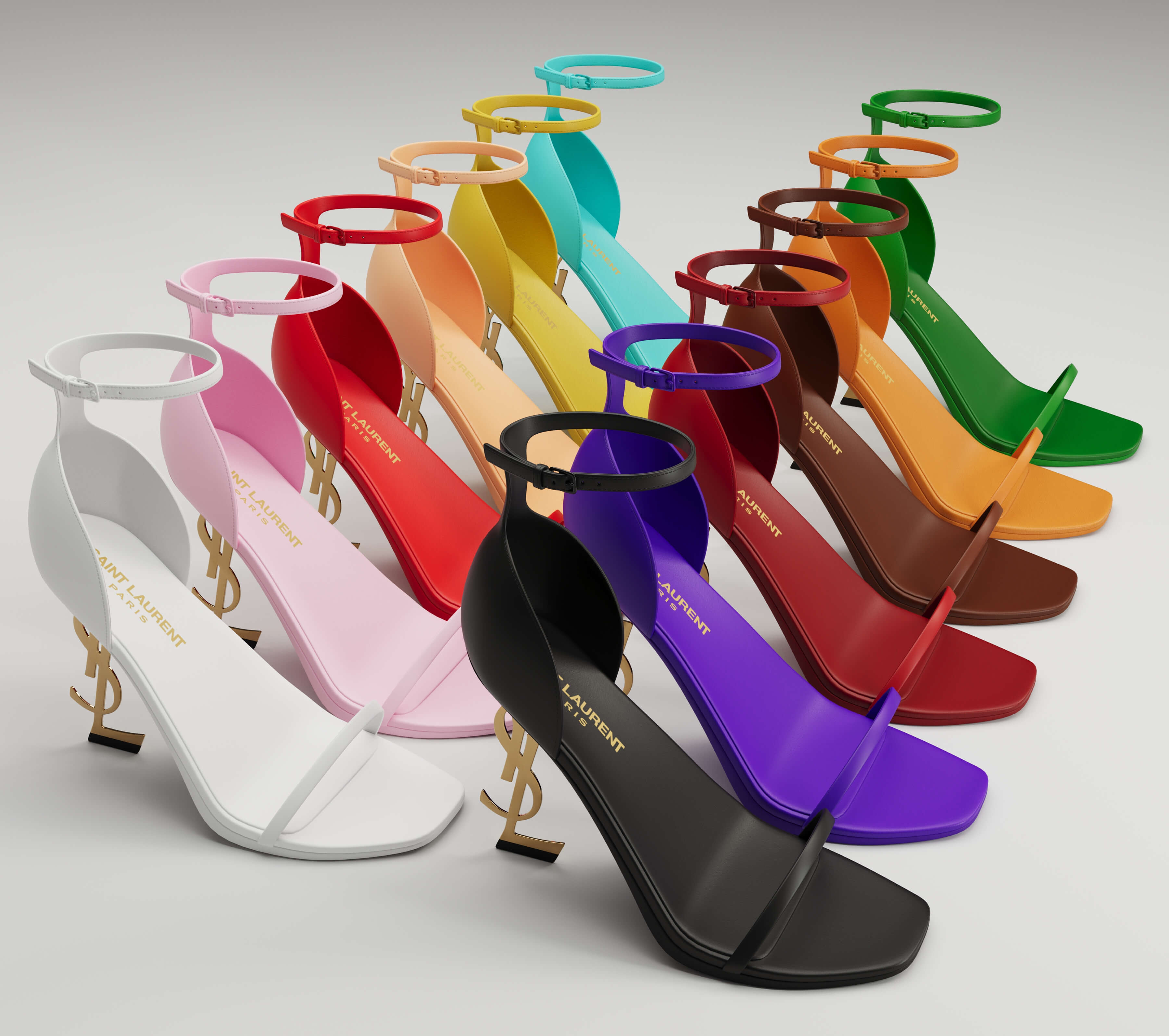 Saint Laurent Heels Glossy and Mate Collection - 3D Model by YanaDesVal