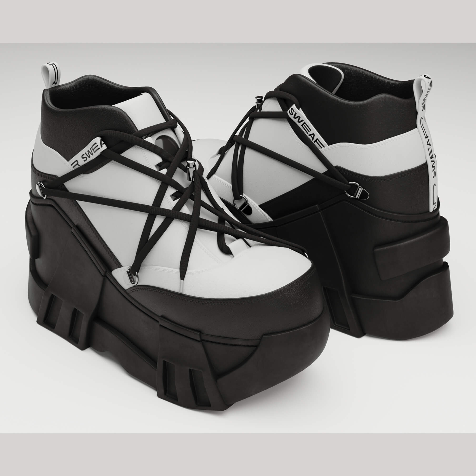 Sneakers Swear on Platform Black - 3D Model by YanaDesVal