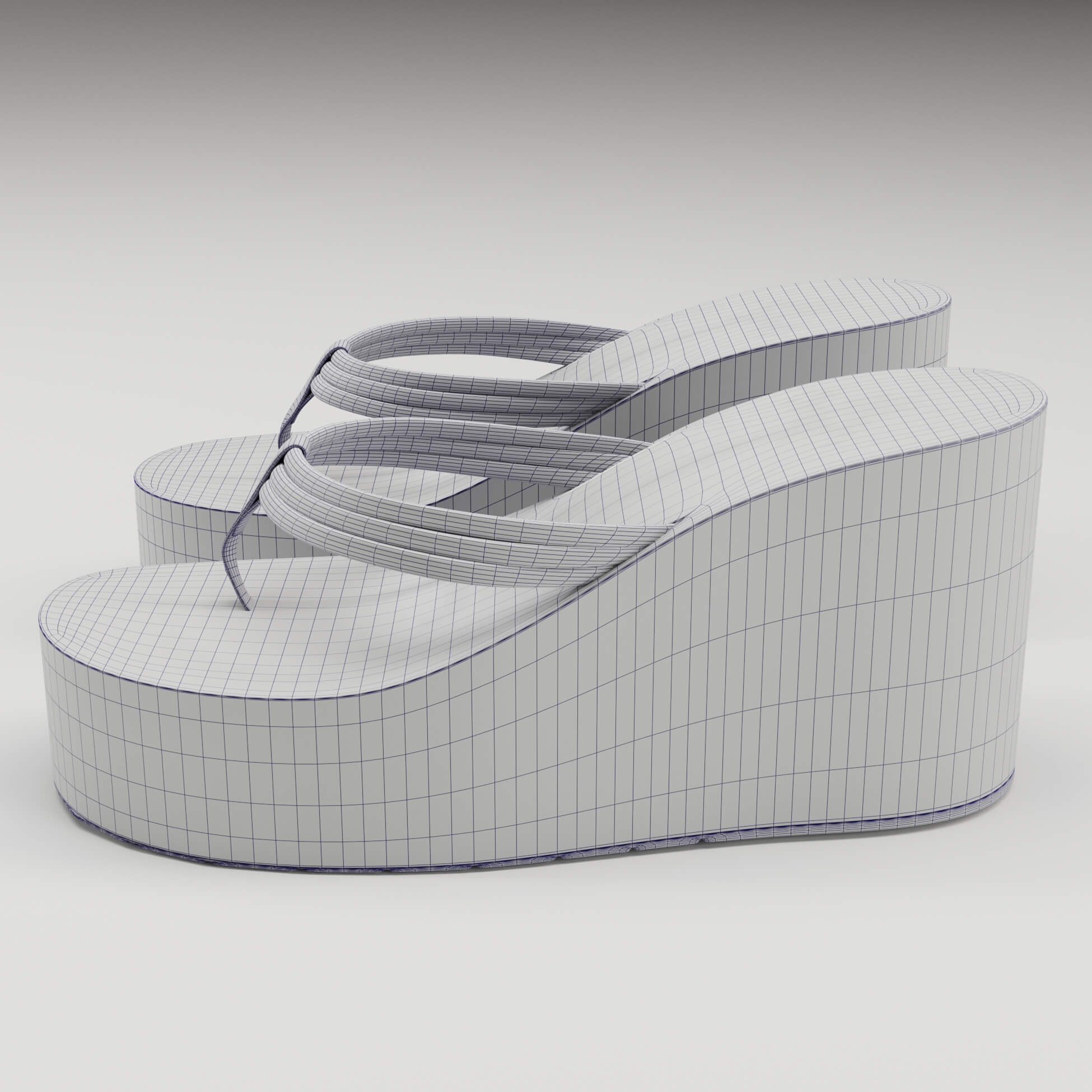 Thong Black Sandals on High Platform - 3D Model by YanaDesVal
