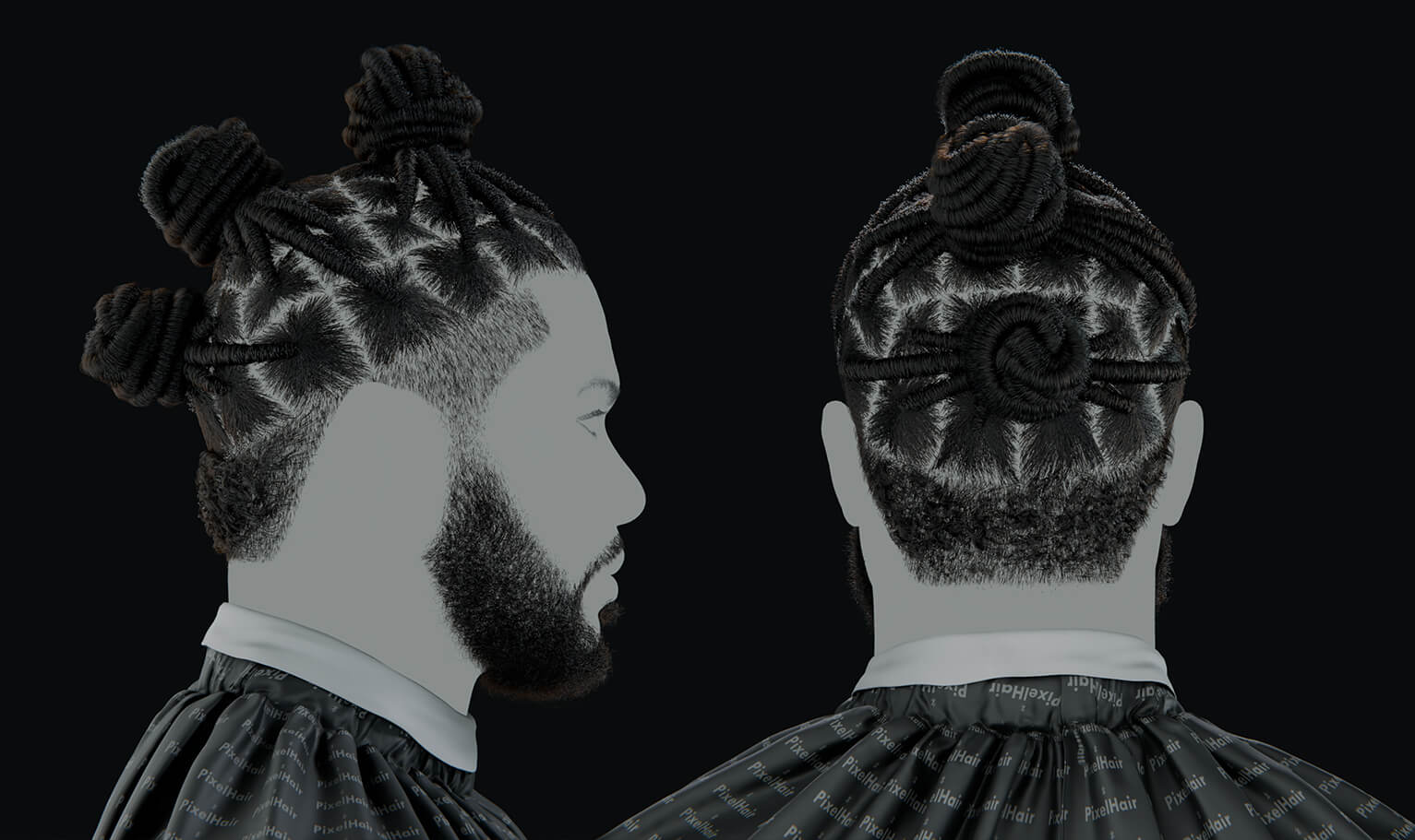 Pixelhair Blender and Unreal Hairstyle - Dread Knots 003 3D Model by ...