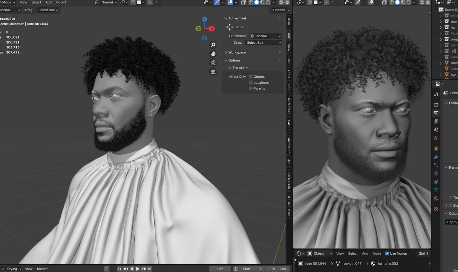 Pixelhair Blender and Unreal Hairstyle - Curly Afro 008 3D Model by ...