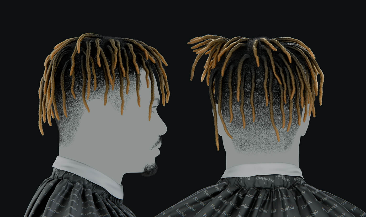 Pixelhair Blender and Unreal Hairstyle - Dreads Fade 023 3D Model by ...