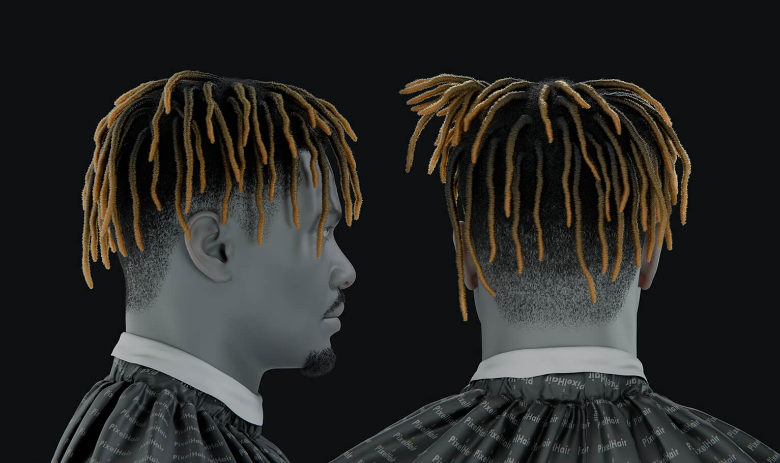 Pixelhair Blender and Unreal Hairstyle - Dreads Fade 023 3D Model by ...