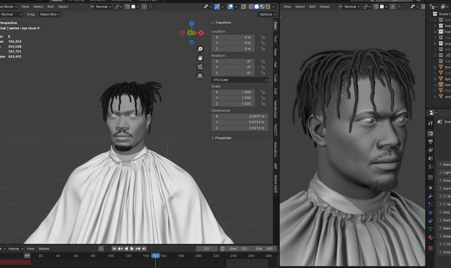 Pixelhair Blender and Unreal Hairstyle - Dreads Fade 023 3D Model by ...