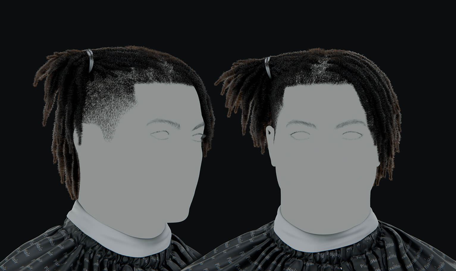 Pixelhair Blender and Unreal Hairstyle - Dreads Fade 024 Free 3D Model ...