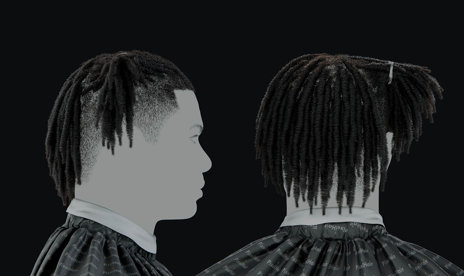 Pixelhair Blender and Unreal Hairstyle - Dreads Fade 024 Free 3D Model ...