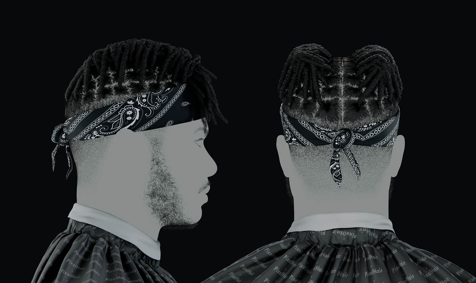 Pixelhair Blender and Unreal Hairstyle - Ksi Dreads Fade 022 3D Model ...