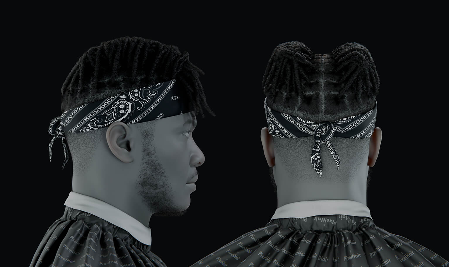 Pixelhair Blender and Unreal Hairstyle - Ksi Dreads Fade 022 3D Model ...