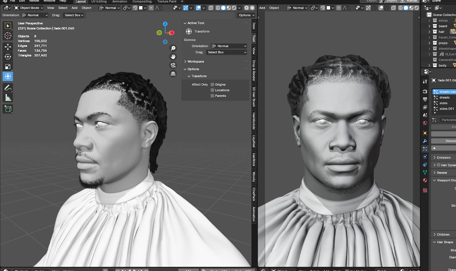 Pixelhair Blender Hairstyle - Lil Baby Dreads 018 3D Model by Yelzkizi