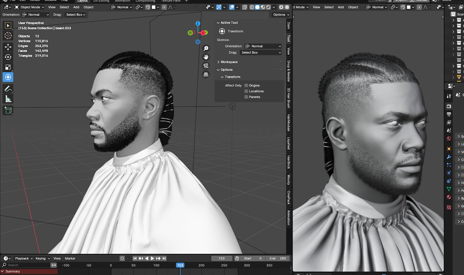 Pixelhair Blender Hairstyle - Omarion Dreads 019 3D Model by Yelzkizi
