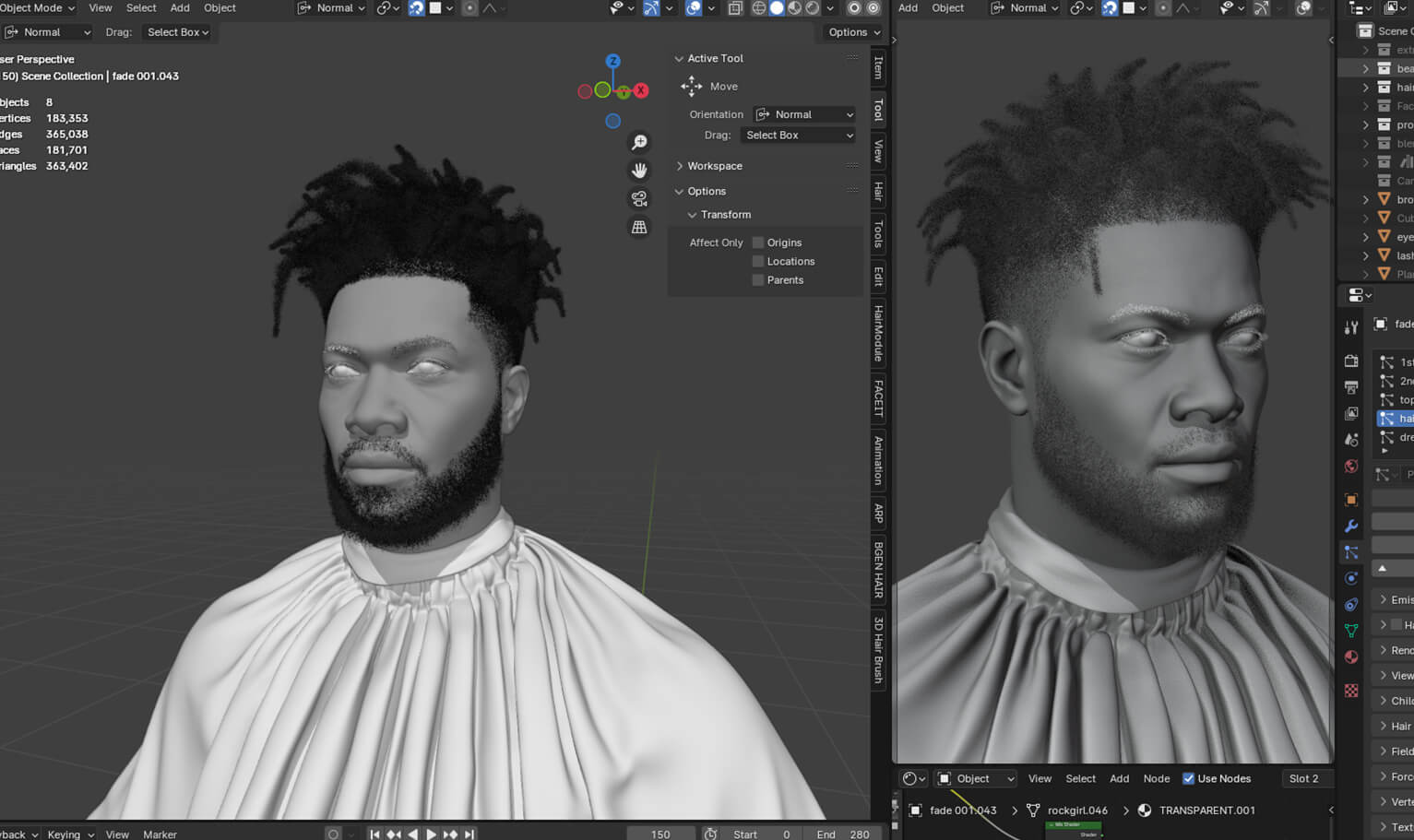 Pixelhair Blender Unreal Hairstyle - Dreads Afro 007 3D Model by Yelzkizi