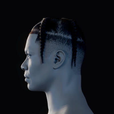 Pixelhair Hairstyle - Braids Fade 012 3D Model by Yelzkizi