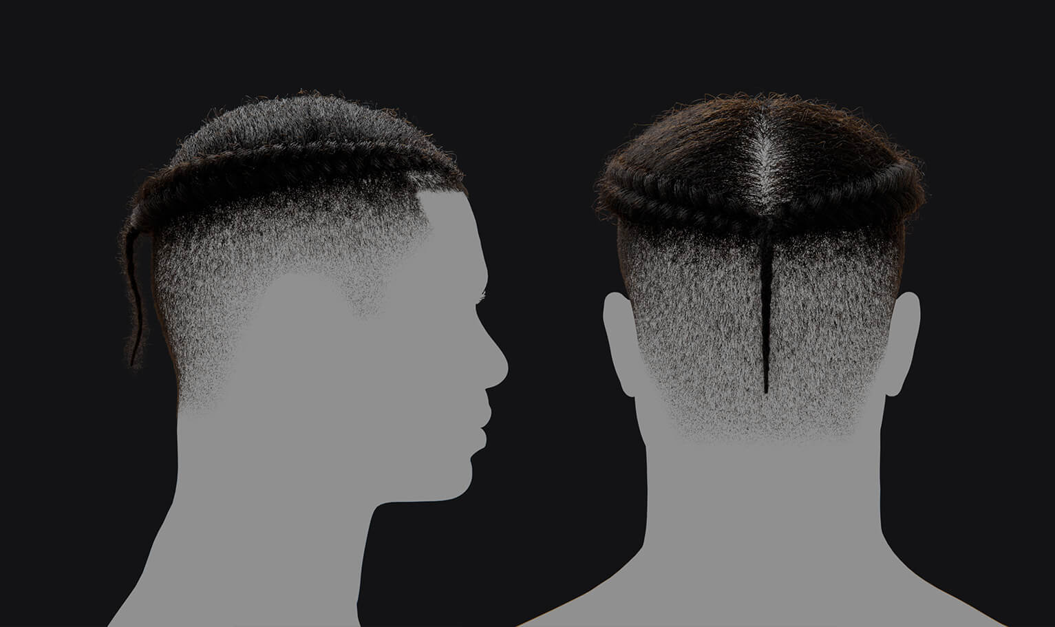 Pixelhair Hairstyle - Braids Fade 015 3D Model by Yelzkizi