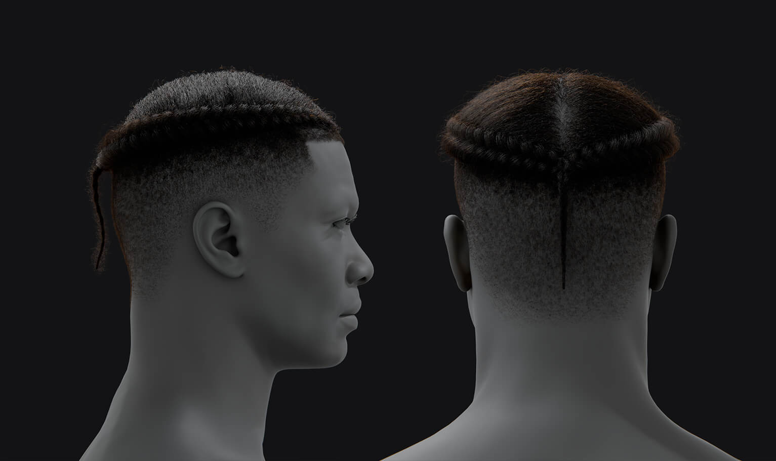Pixelhair Hairstyle - Braids Fade 015 3D Model by Yelzkizi