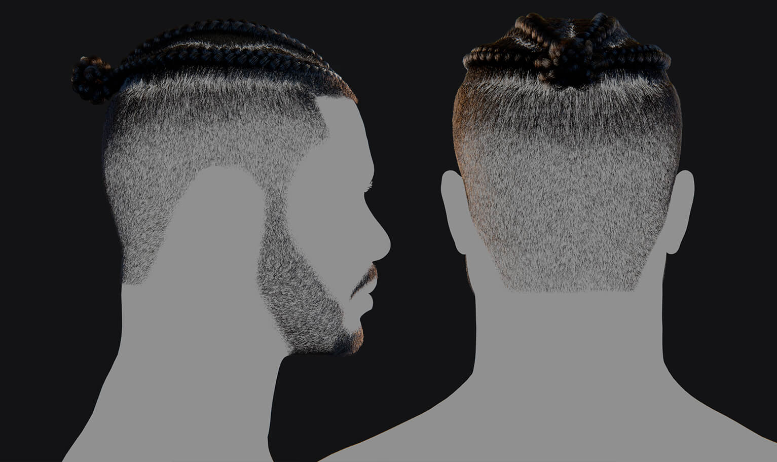 Pixelhair Hairstyle - Braids Fade 019 3D Model by Yelzkizi