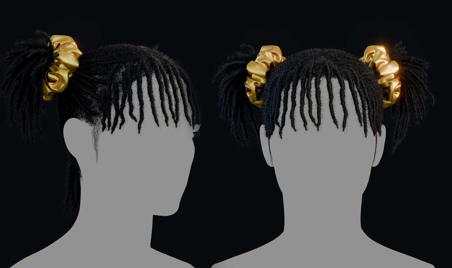 Pixelhair Hairstyle - Pig Tail Dreads 010 3D Model by Yelzkizi