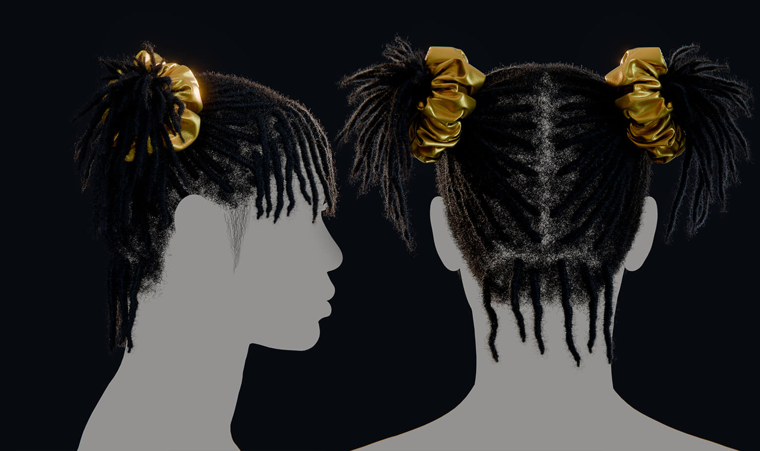 Pixelhair Hairstyle - Pig Tail Dreads 010 3D Model by Yelzkizi