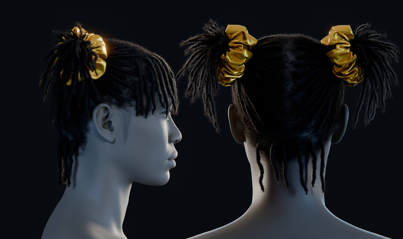 Pixelhair Hairstyle - Pig Tail Dreads 010 3D Model by Yelzkizi