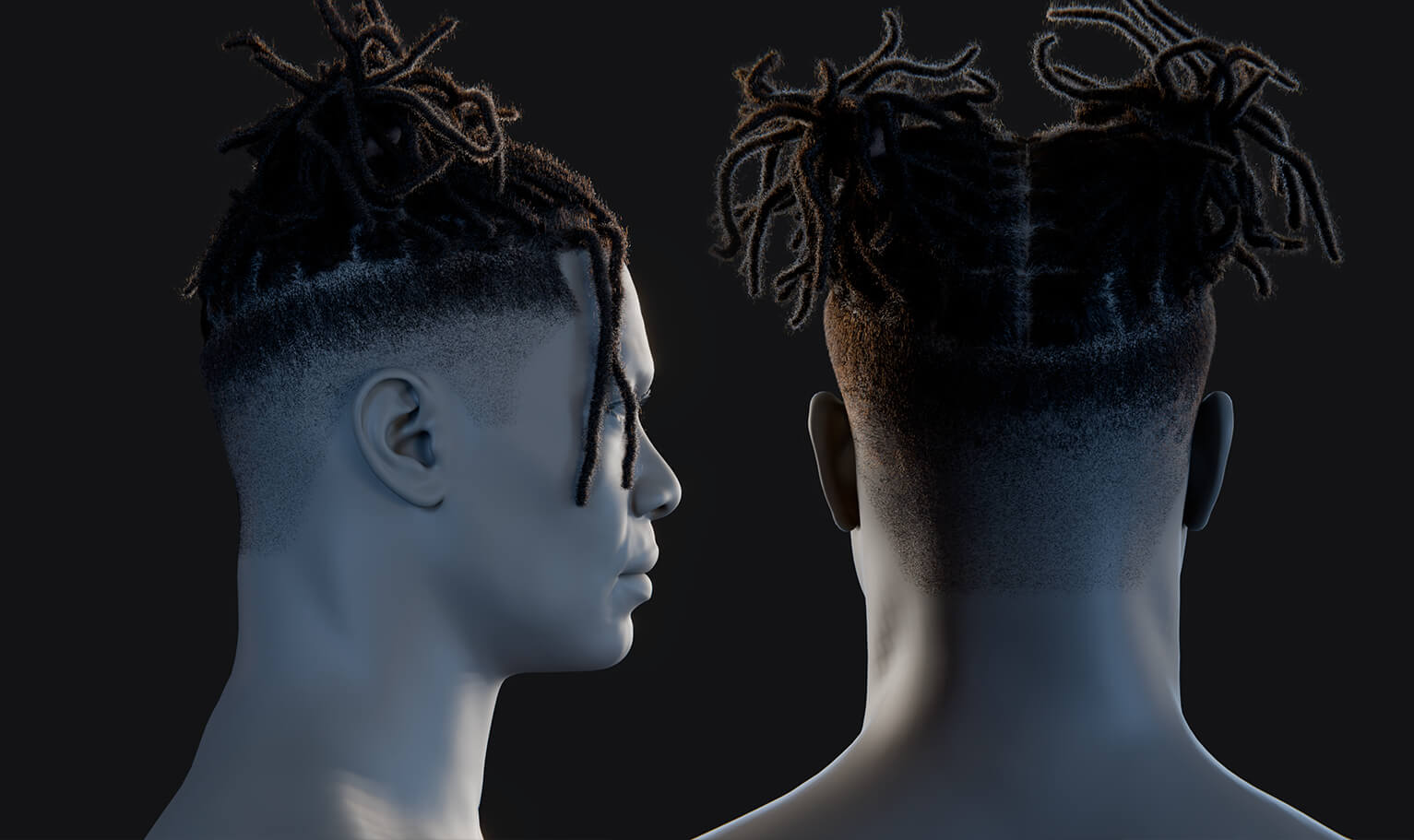 Pixelhair Hairstyle - Dreads Fade 010 3D Model by Yelzkizi