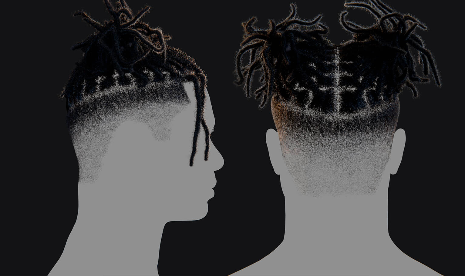 Pixelhair Hairstyle - Dreads Fade 010 3D Model by Yelzkizi