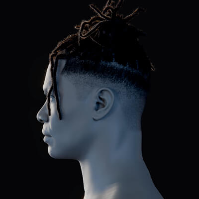Pixelhair Hairstyle - Dreads Fade 010 3D Model by Yelzkizi