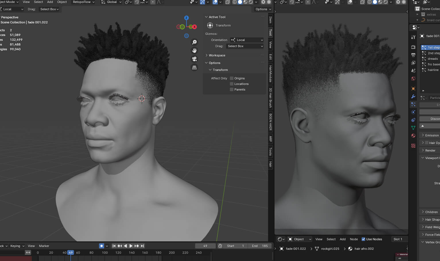 Pixelhair Hairstyle - Dreads Fade 016 3D Model by Yelzkizi