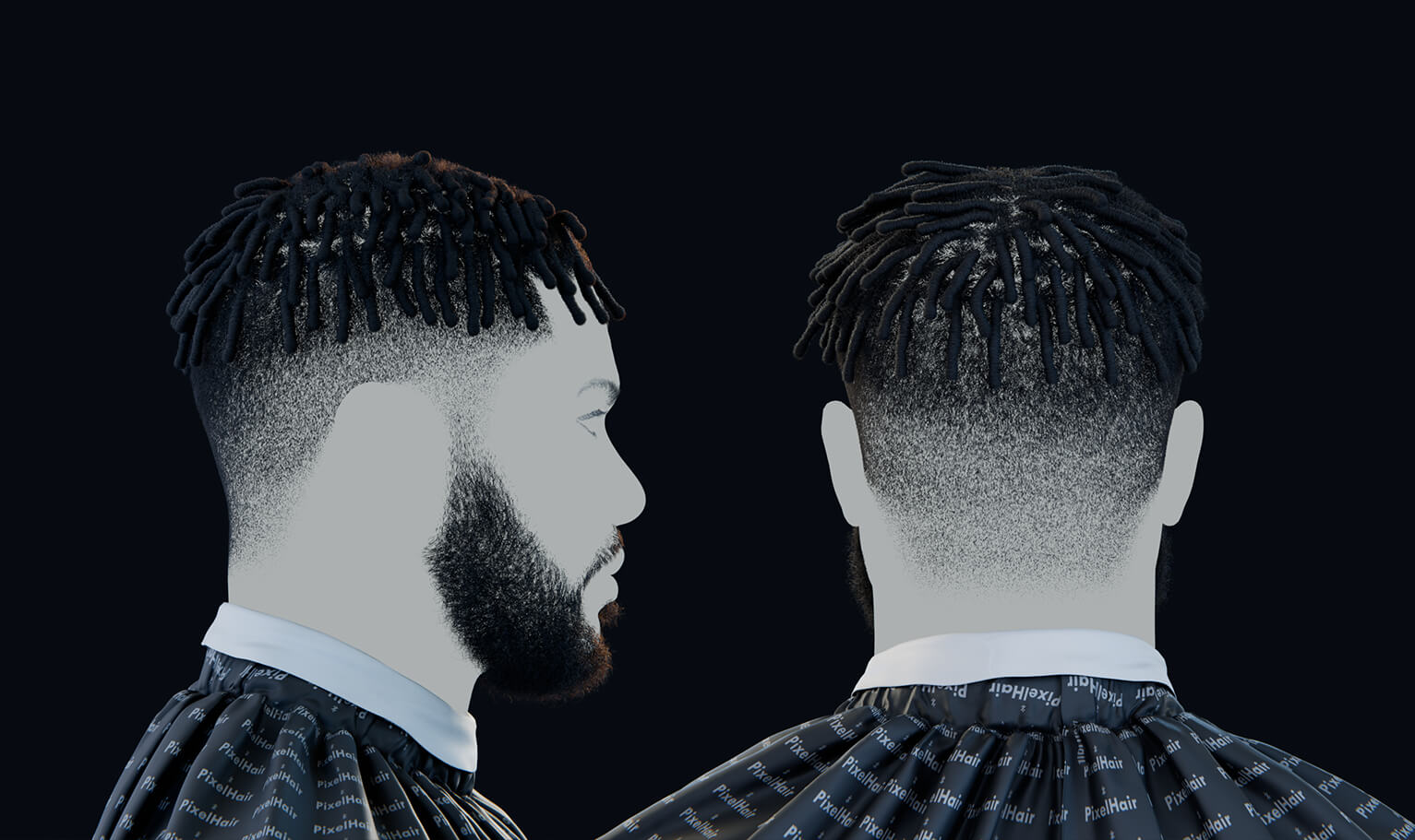 Pixelhair Hairstyle - Fingercurl Dread Fade 027 3D Model by Yelzkizi