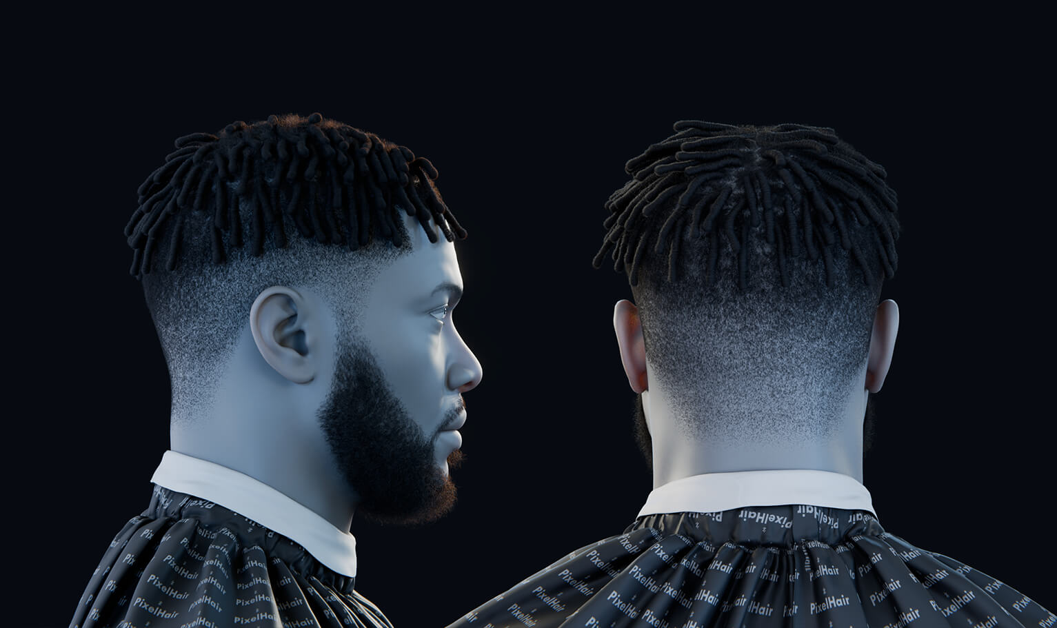 Pixelhair Hairstyle - Fingercurl Dread Fade 027 3D Model by Yelzkizi